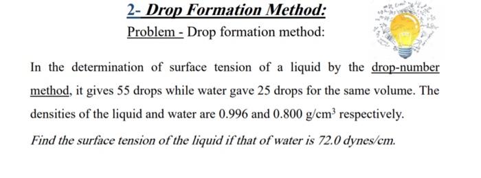 Solved 2- Drop Formation Method: Problem - Drop formation | Chegg.com