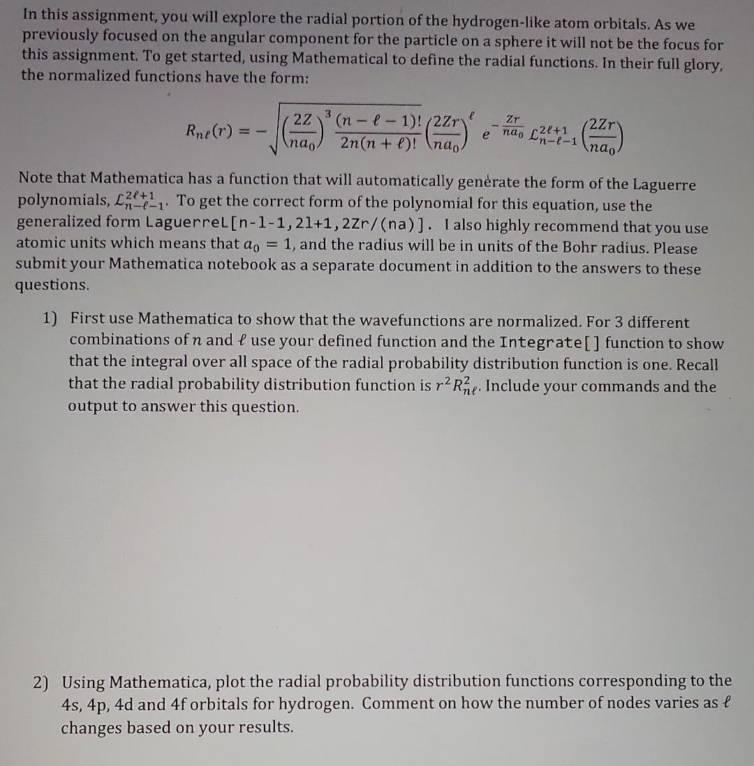 In this assignment, you will explore the radial | Chegg.com