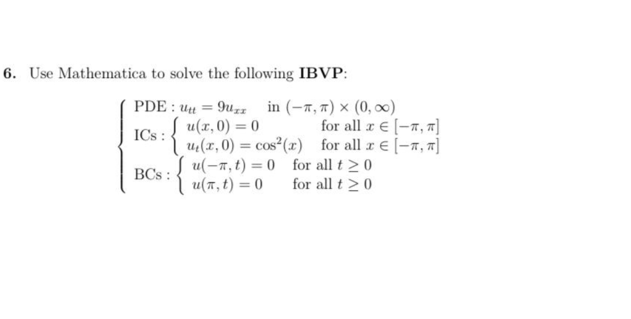 Solved Use Mathematica to solve the following IBVP: ﻿PDE : | Chegg.com