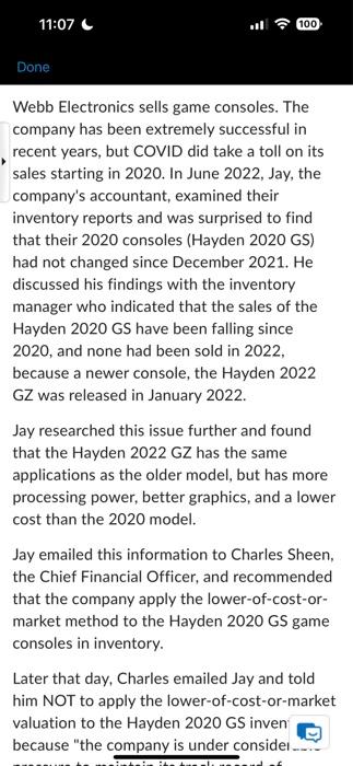 Solved Webb Electronics sells game consoles. The company has | Chegg.com