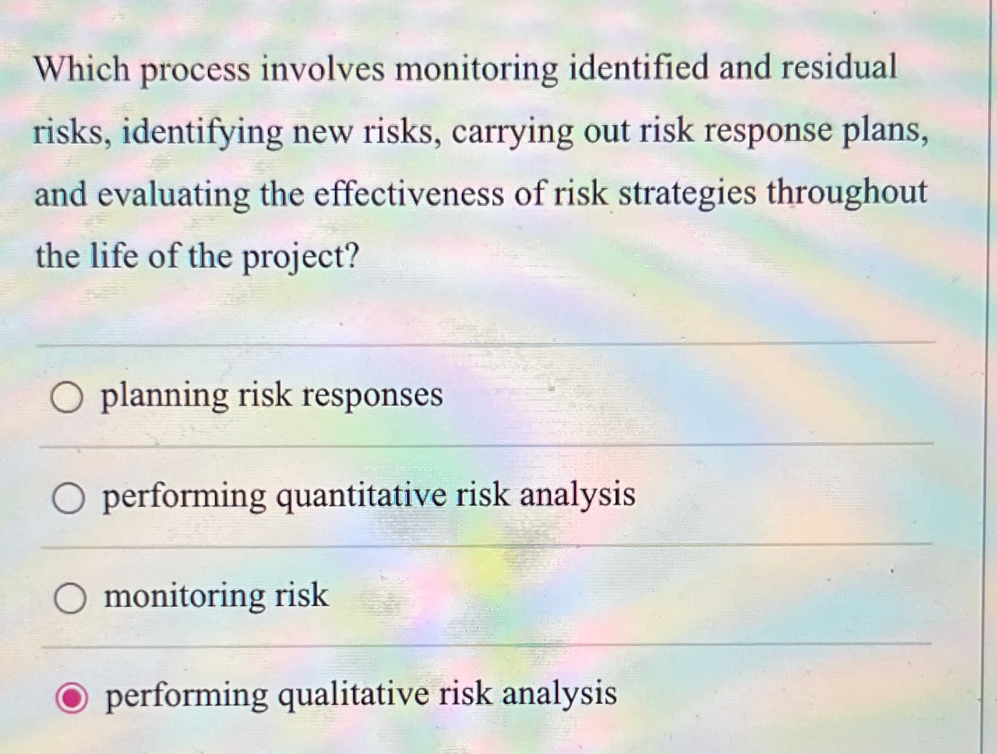 Solved Which process involves monitoring identified and | Chegg.com
