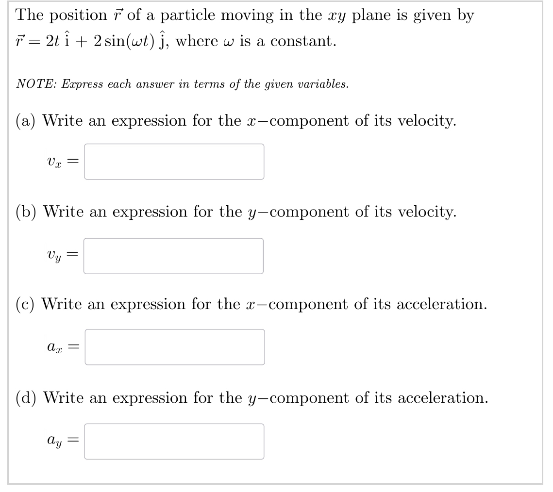 Solved The position vec(r) ﻿of a particle moving in the xy | Chegg.com
