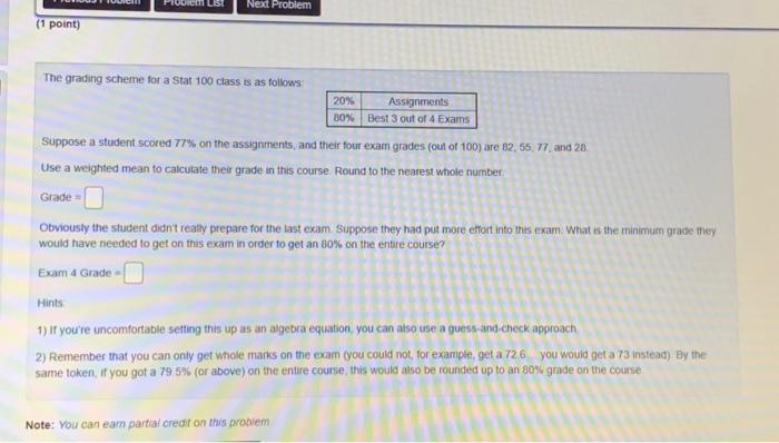 The grading scheme for a Stat 100 class is as follows | Chegg.com