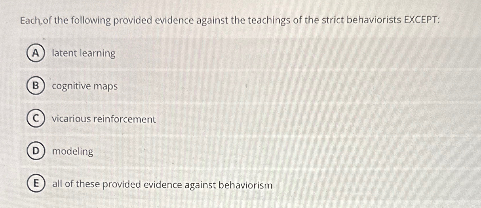 Solved Each of the following provided evidence against the | Chegg.com