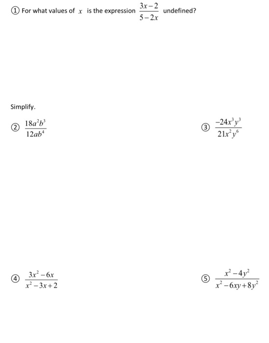 Solved For what values of x is the expression 3x-2 5- 2x | Chegg.com