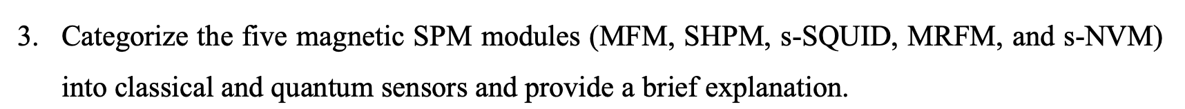 Solved 3. ﻿Categorize the five magnetic SPM modules (MFM, | Chegg.com