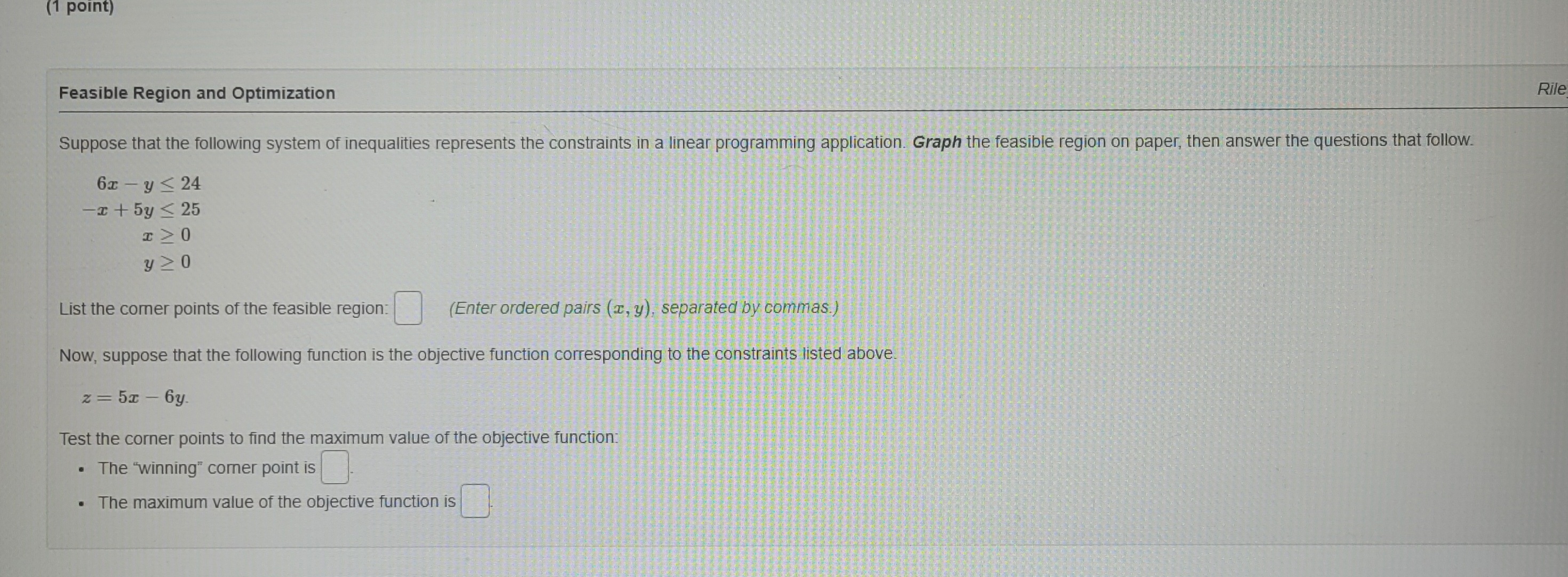 Solved Feasible Region and OptimizationSuppose that the | Chegg.com