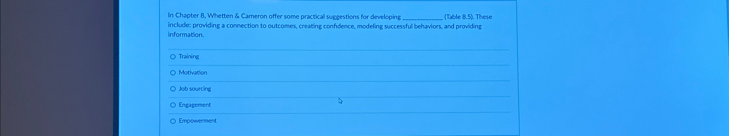 Solved In Chapter 8, ﻿Whetten & Cameron offer some practical | Chegg.com