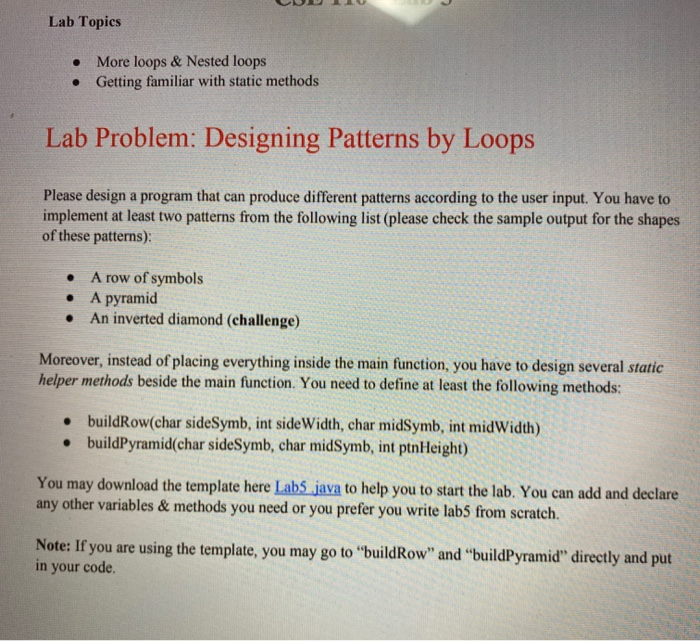 Solved Lab Topics . More loops & Nested loops • Getting | Chegg.com