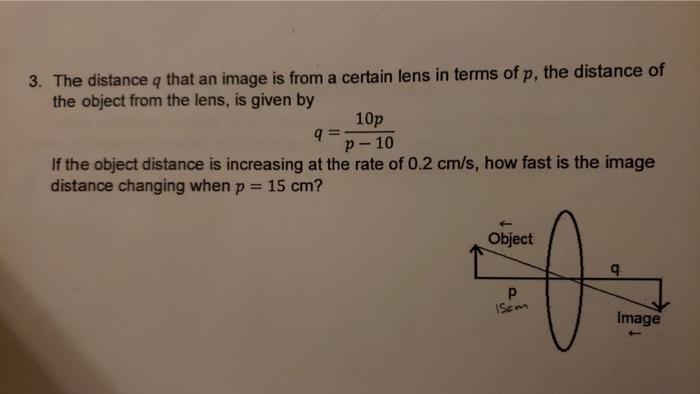 Solved 3. The distance q that an image is from a certain | Chegg.com