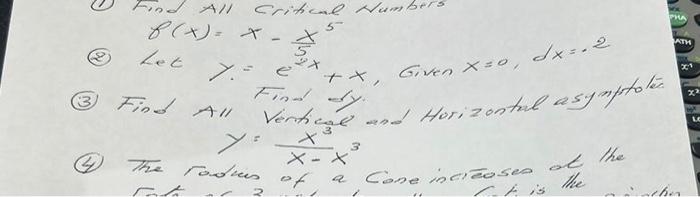 Solved (8) lecy=e2x+x, Given x=0,dx=.2 (3) Find All Vind | Chegg.com