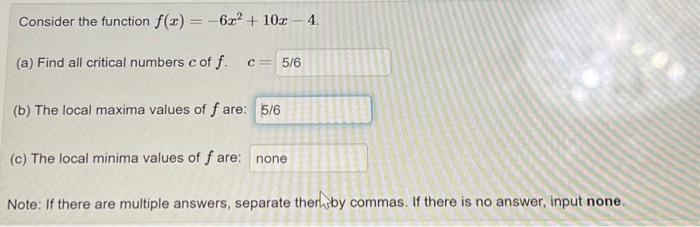 Solved Consider the function f(x)=−6x2+10x−4. (a) Find all | Chegg.com