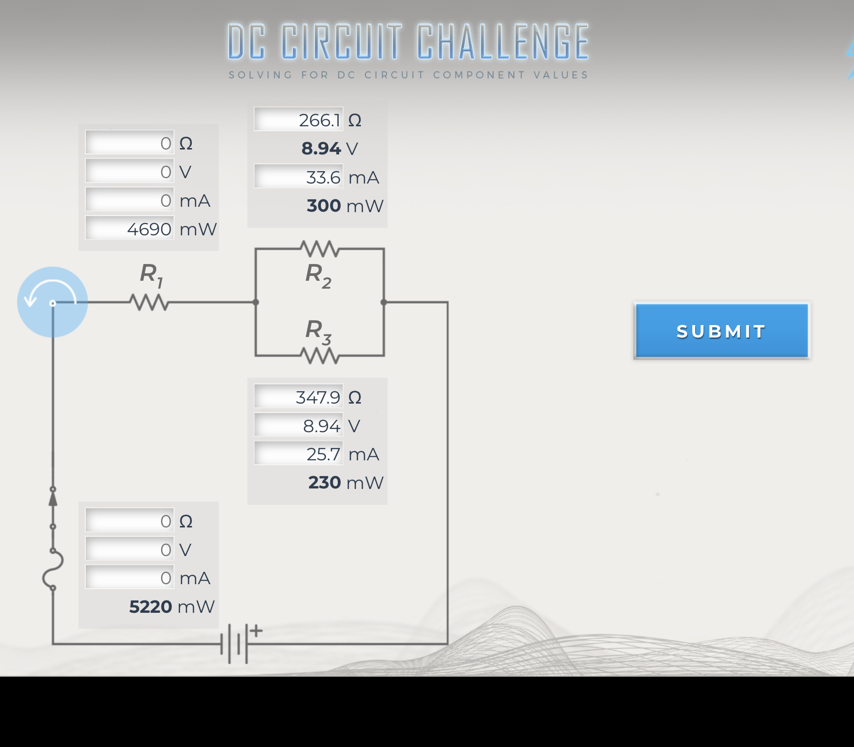 Solved I need to the Ohms, Voltage, MiliAmps, and MiliWatts | Chegg.com