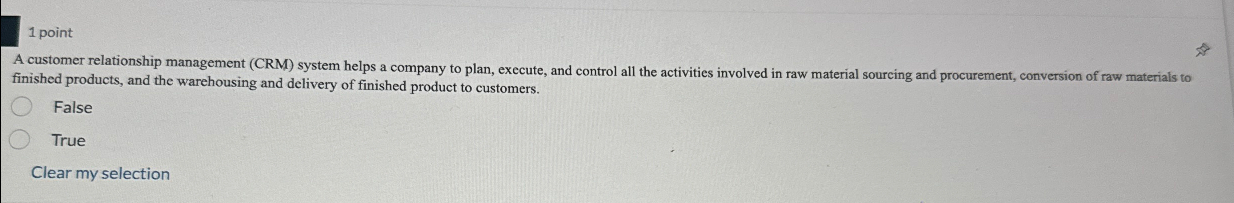 Solved 1 ﻿pointA customer relationship management (CRM) | Chegg.com