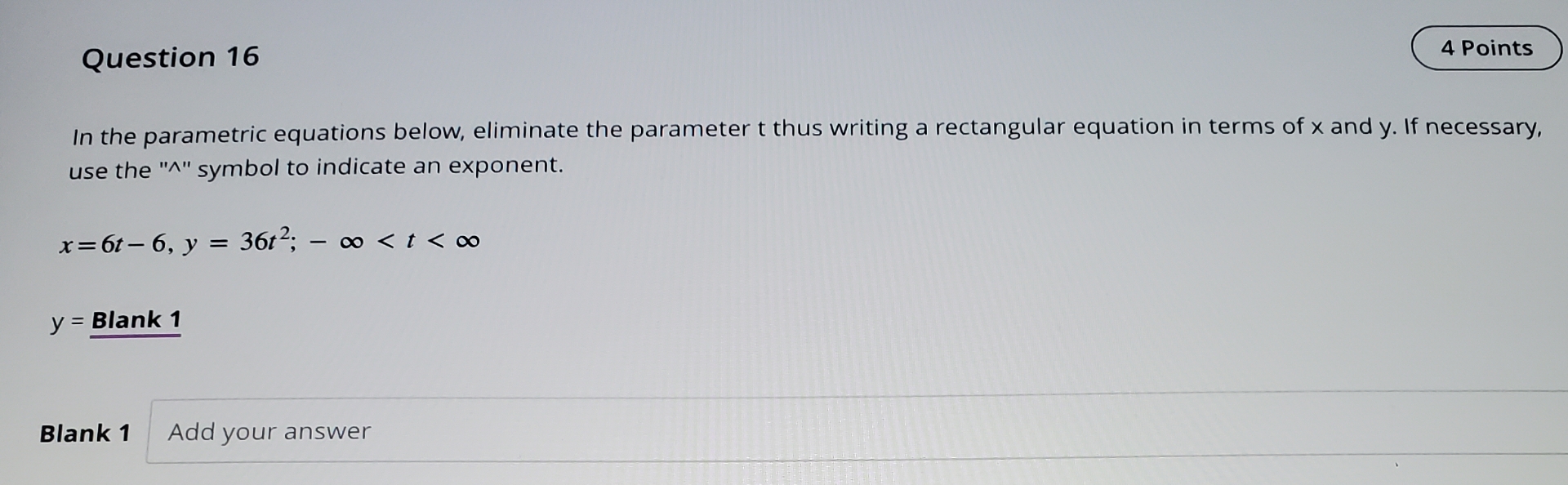Solved Question 164 ﻿PointsIn the parametric equations | Chegg.com