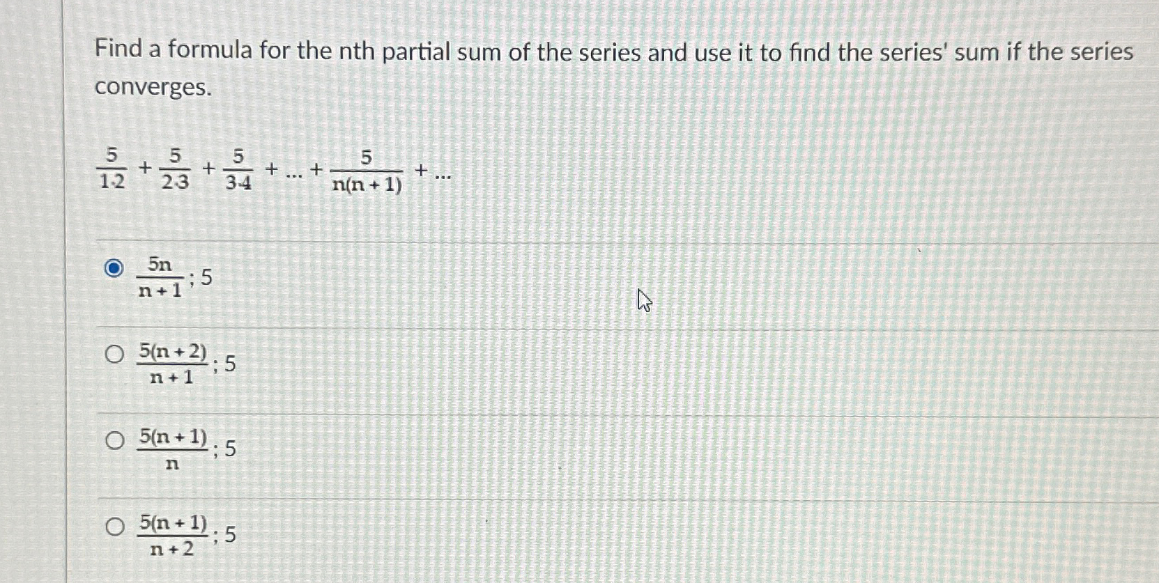 Solved Find a formula for the nth ﻿partial sum of the series | Chegg.com