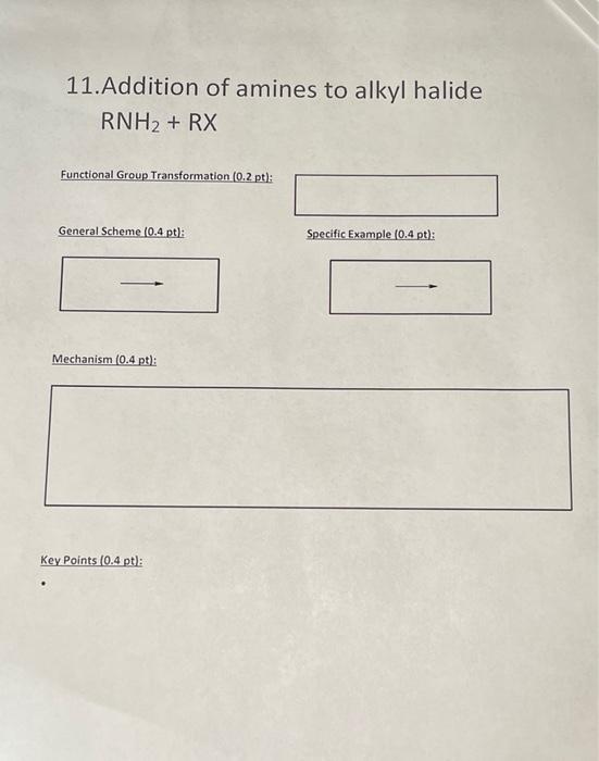 Solved 11.Addition of amines to alkyl halide RNH2 + RX | Chegg.com