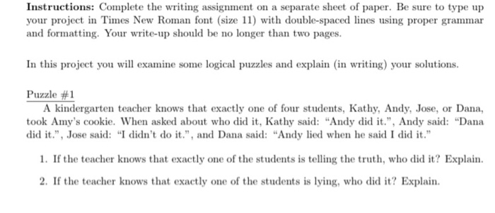 Solved Instructions: Complete the writing assignment on a | Chegg.com