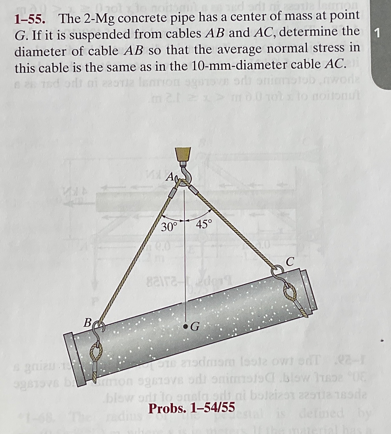 Solved 1-55. ﻿The 2-Mg concrete pipe has a center of mass at | Chegg.com