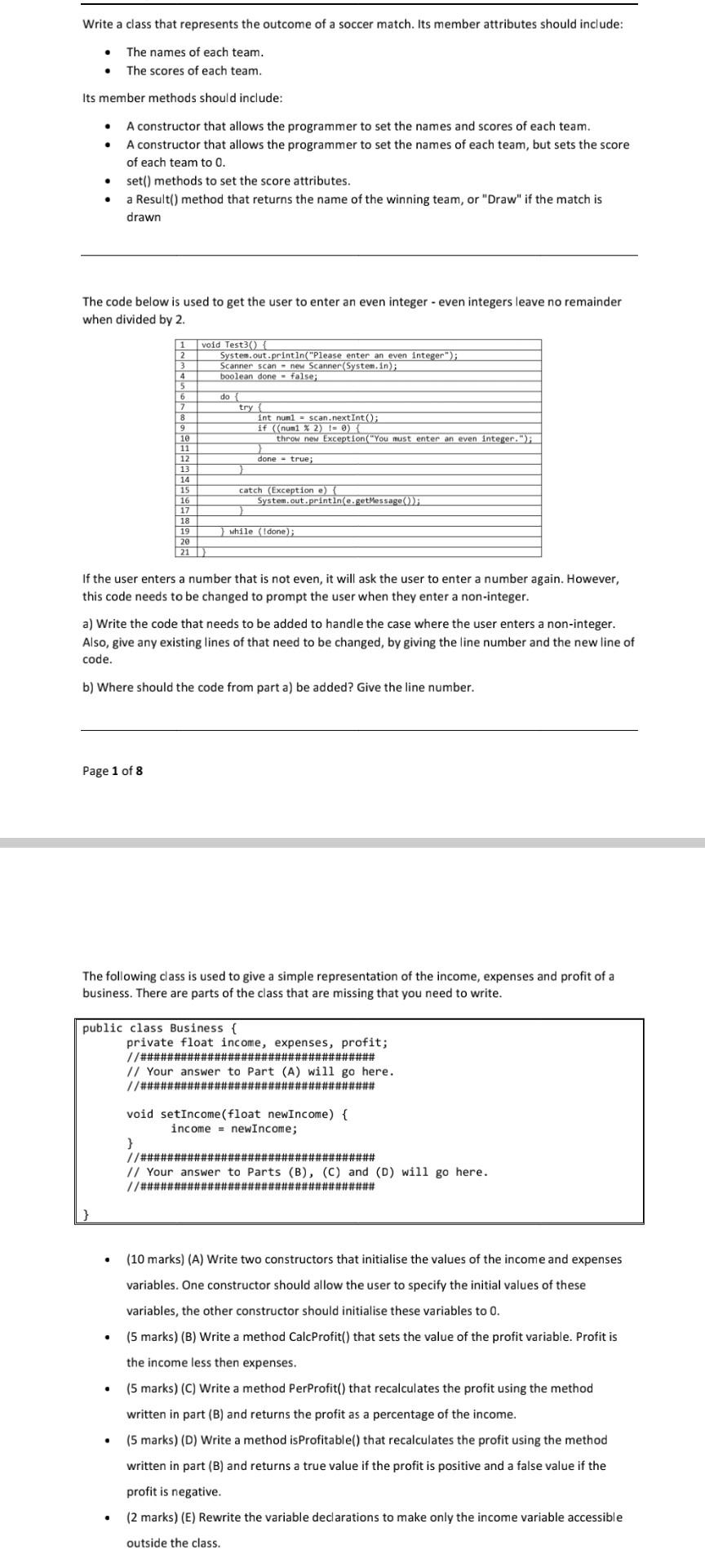 Solved Write a class that represents the outcome of a soccer | Chegg.com
