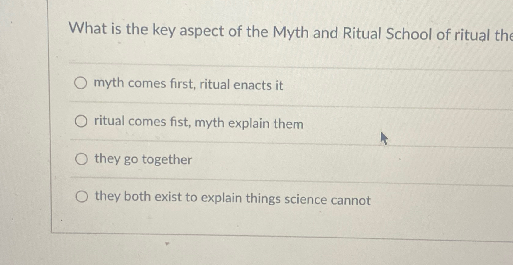 Solved What is the key aspect of the Myth and Ritual School | Chegg.com