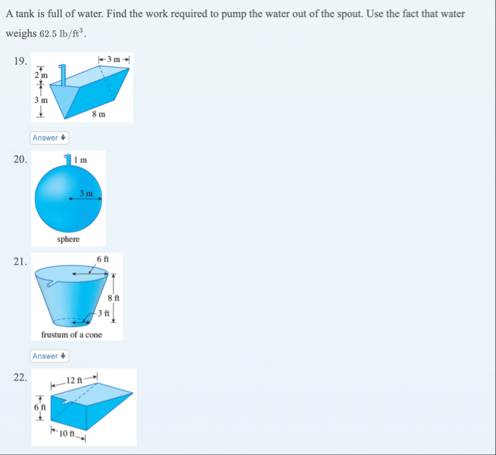 Solved A tank is full of water. Find the work required to | Chegg.com
