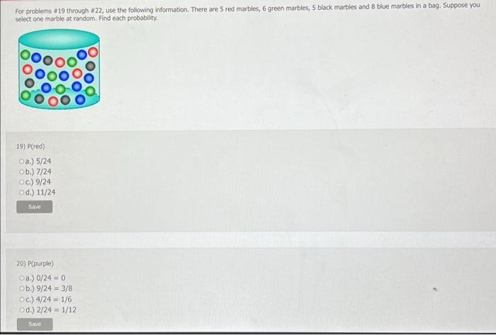 Solved For problems #19 through # 22, use the following | Chegg.com