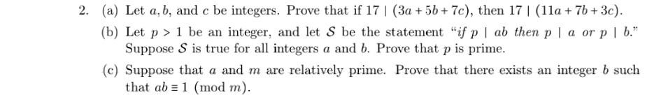 Solved (a) Let a,b, and c be integers. Prove that if | Chegg.com