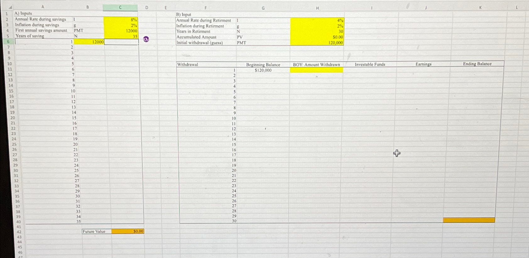 Solved Can you please help me complete this excel worksheet | Chegg.com