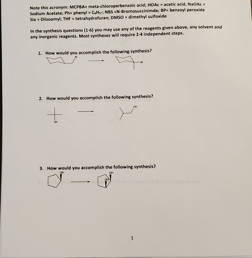 Solved Note this acronym: MCPBA= meta-chloroperbenzoic acid; | Chegg.com