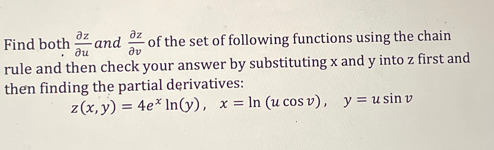 Solved Find both delzdelu ﻿and delzdelv ﻿of the set of | Chegg.com