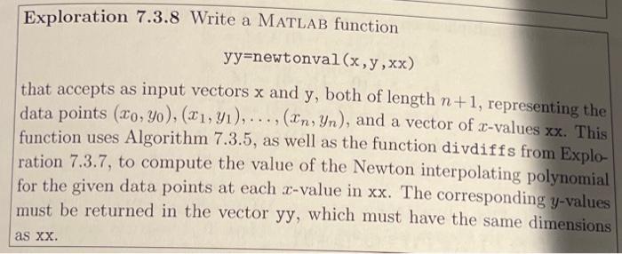 Solved Exploration 738 Write A Matlab Function 