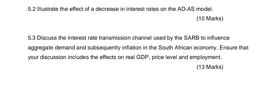 Solved 5.2 ﻿Illustrate the effect of a decrease in interest | Chegg.com