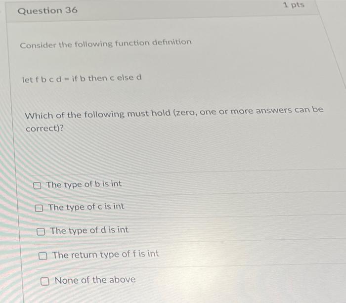 Solved Consider the following function definition let f bcd= | Chegg.com