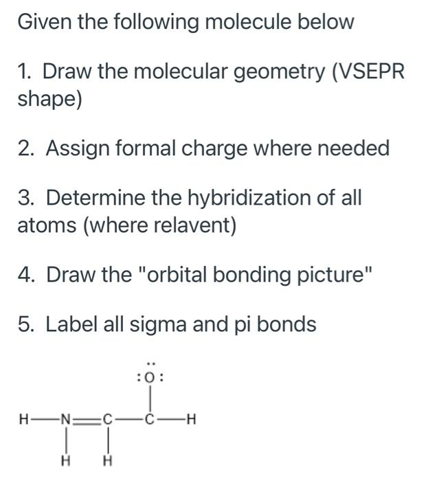 Solved Given the following molecule below 1. Draw the | Chegg.com