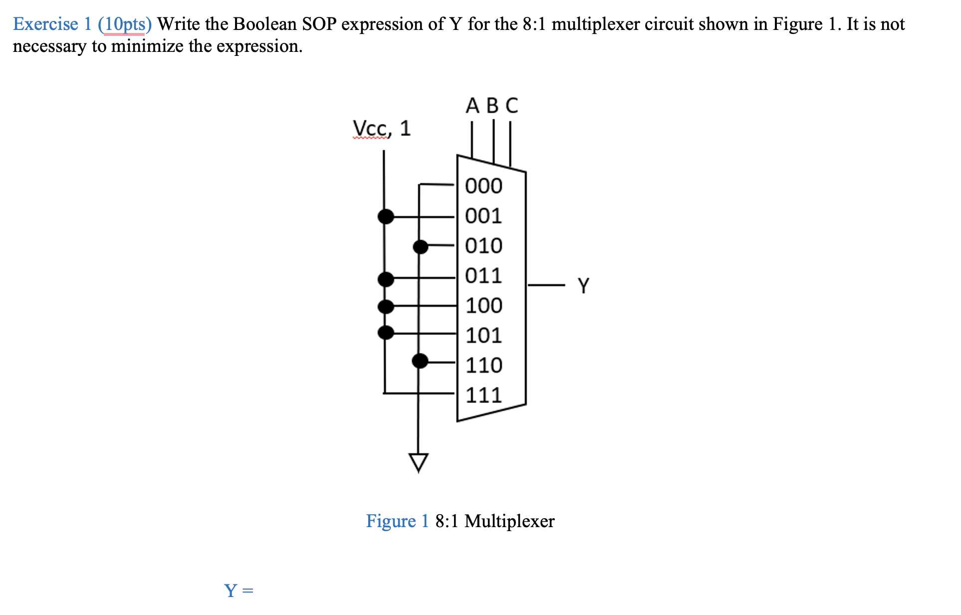 Solved Exercise 1(10pts) ﻿Write the Boolean SOP expression | Chegg.com