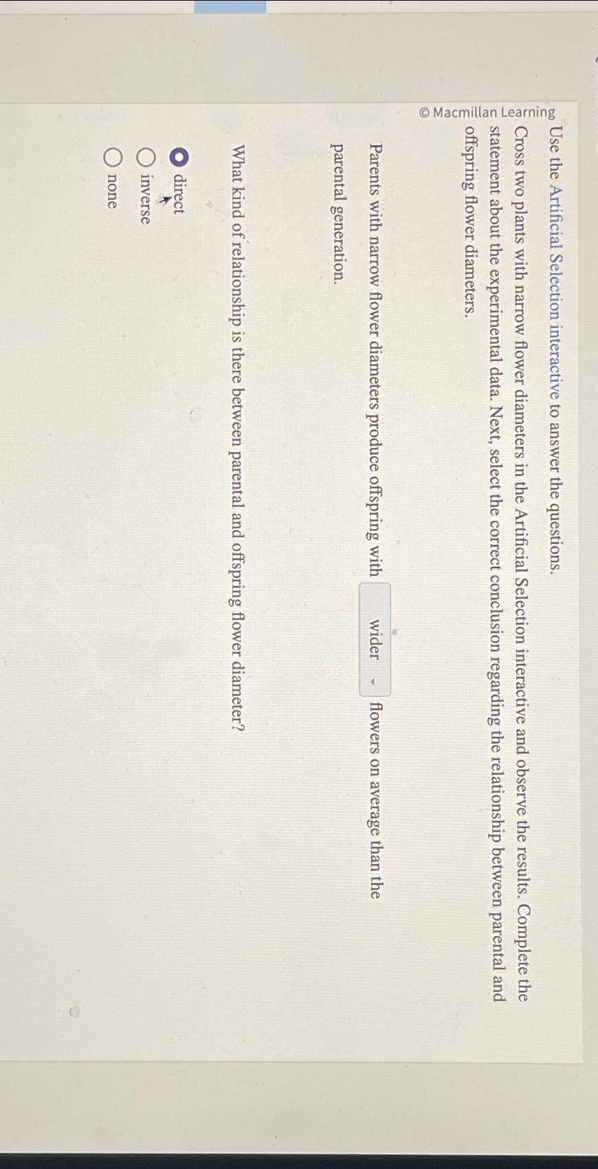 Solved Use the Artificial Selection interactive to answer | Chegg.com