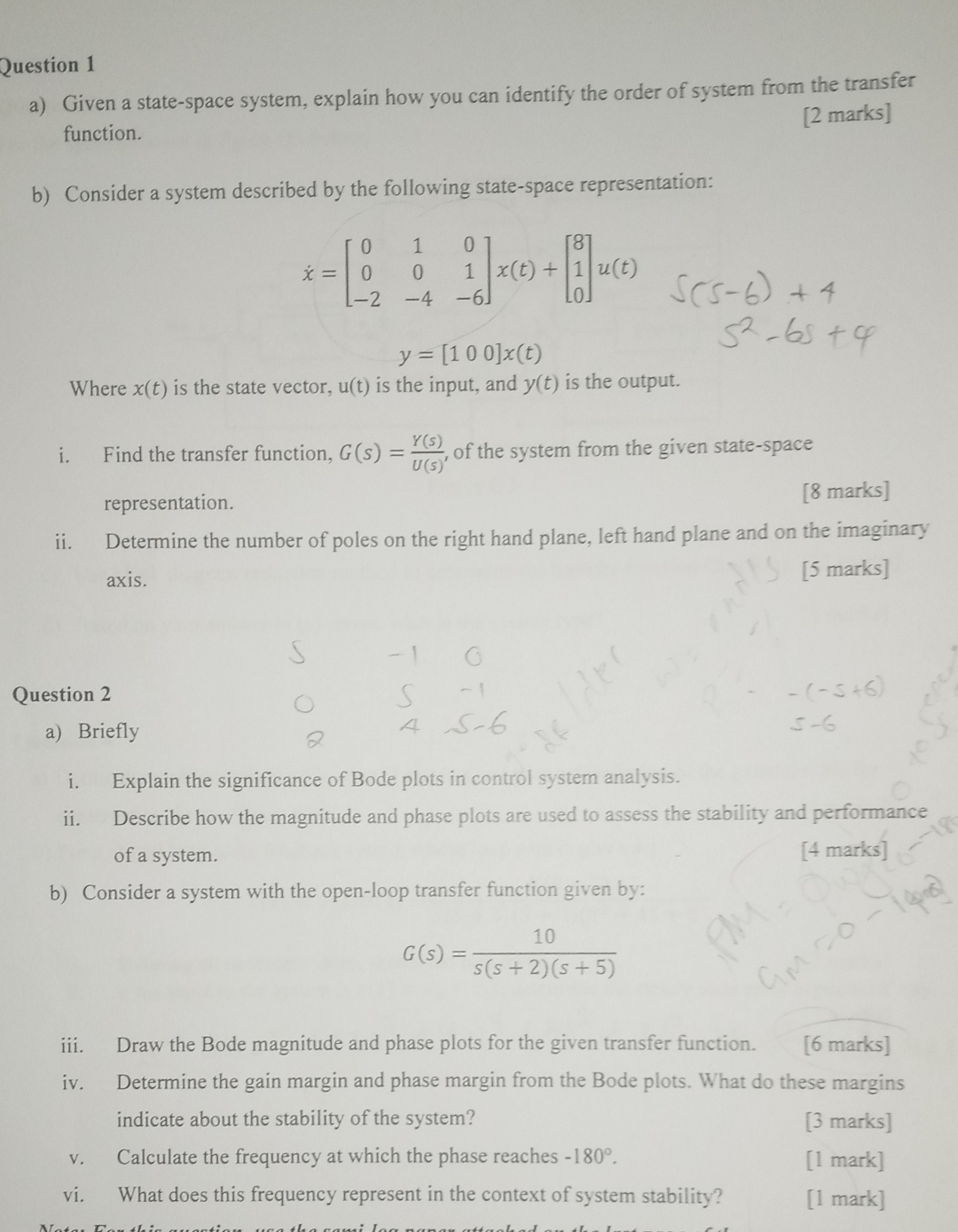 Question 1a) ﻿Given a state-space system, explain how | Chegg.com