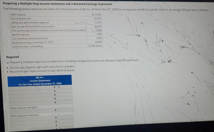Solved Preparing a Multiple-Step Income Statement and a | Chegg.com