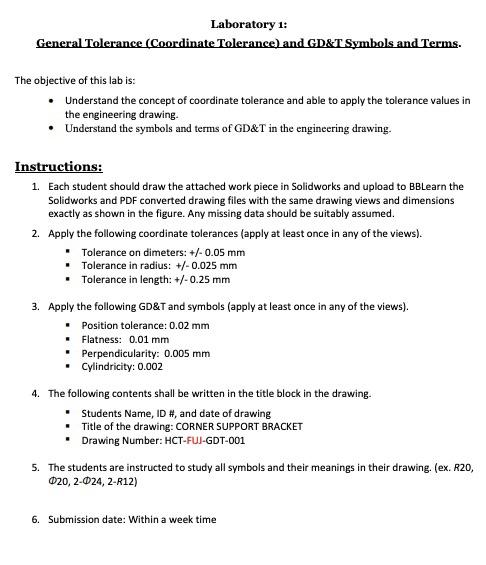Solved Laboratory 1: General Tolerance (Coordinate | Chegg.com