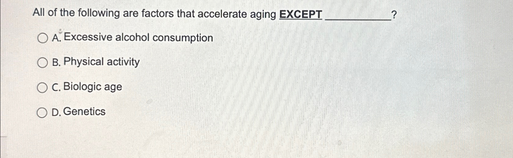 Solved All of the following are factors that accelerate | Chegg.com