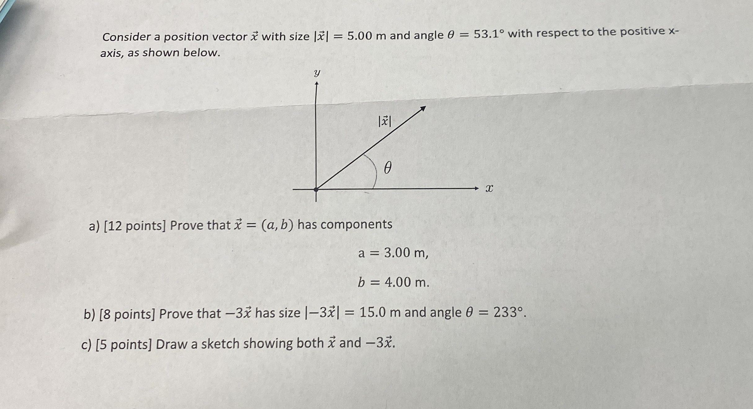 Solved Consider a position vector vec(x) ﻿with size | Chegg.com