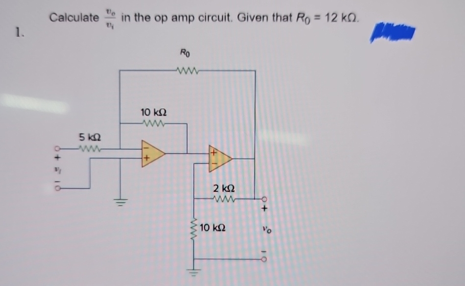 Solved Calculate v0vi ﻿in the op amp circuit. Given that | Chegg.com