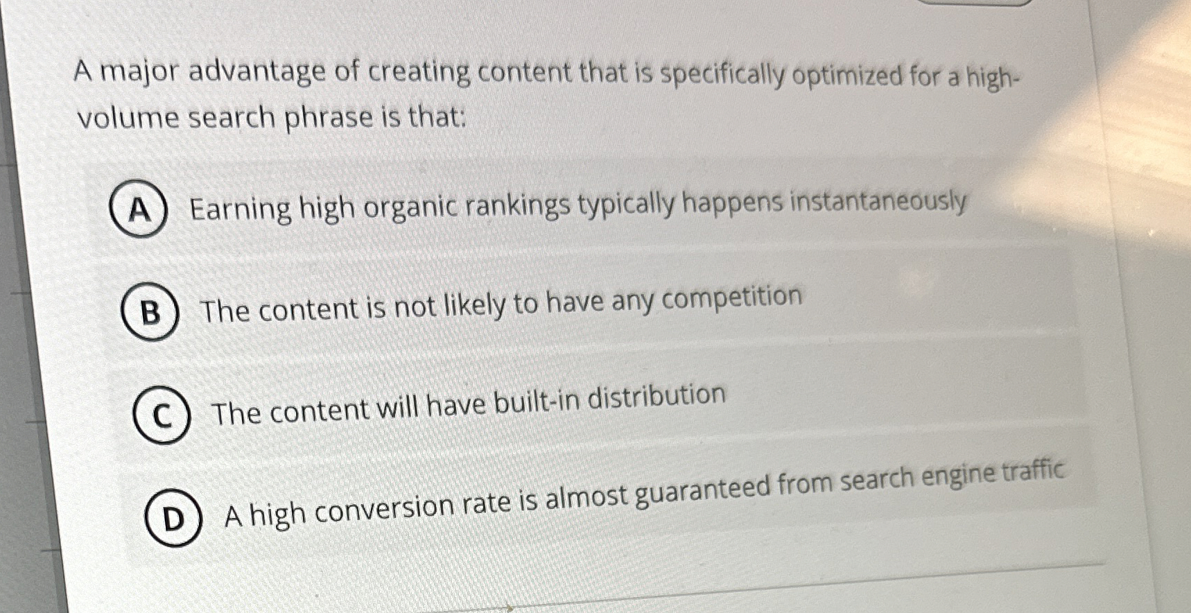 Solved A major advantage of creating content that is | Chegg.com