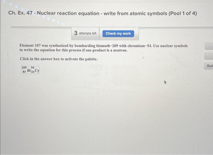 Solved ih. Ex. 47 - Nuclear reaction equation - write from | Chegg.com