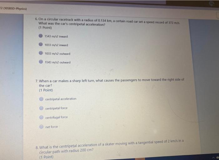 Solved 12 (10SSD-Physics) 6. On a circular racetrack with a | Chegg.com