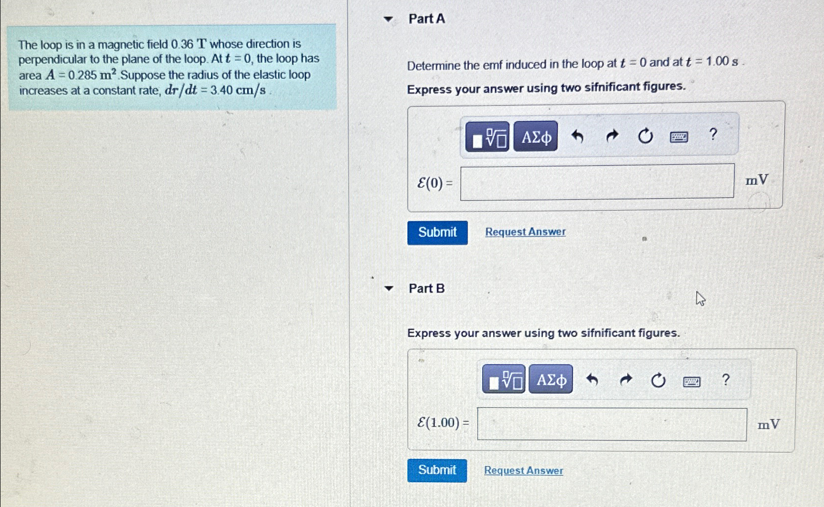 Solved The loop is in a magnetic field 0.36T ﻿whose | Chegg.com