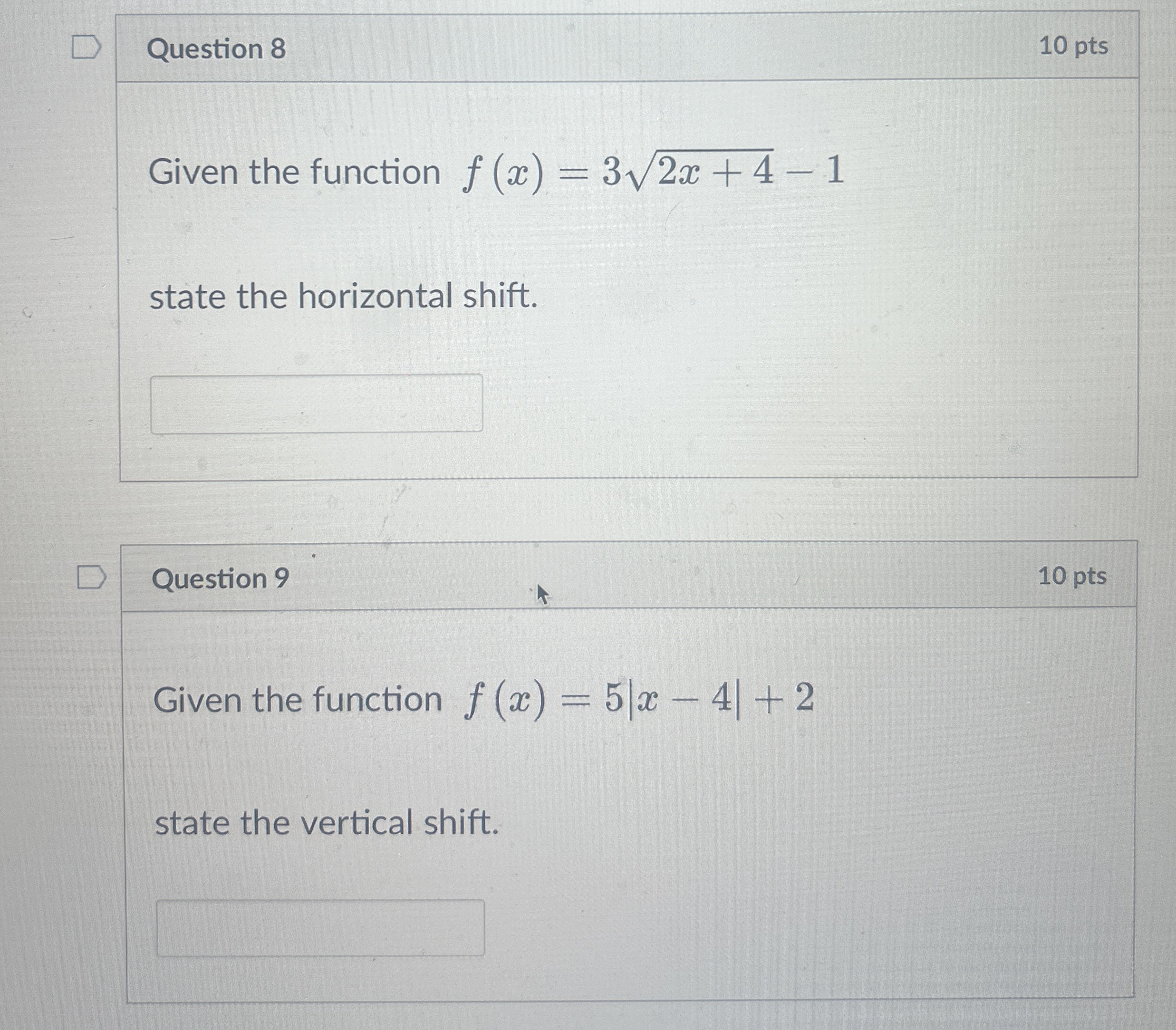 Solved Question 810 ﻿ptsGiven the function | Chegg.com