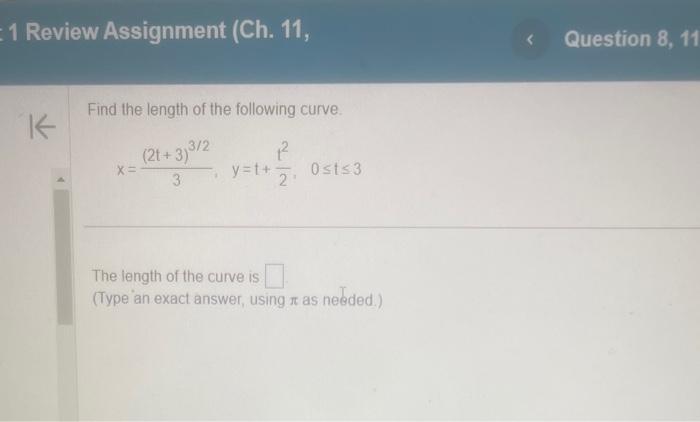 Solved Find the length of the following curve. | Chegg.com
