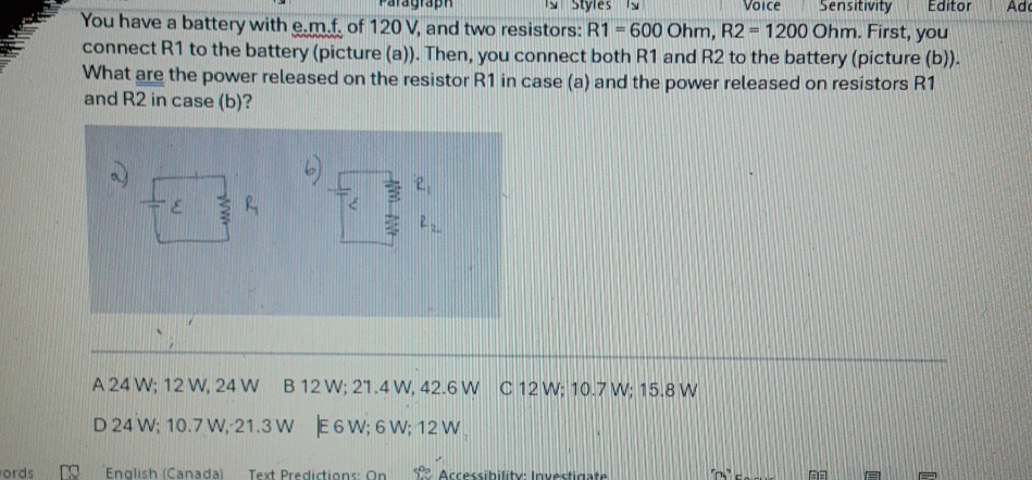 Solved You have a battery with e.m.f. ﻿of 120V, ﻿and two | Chegg.com